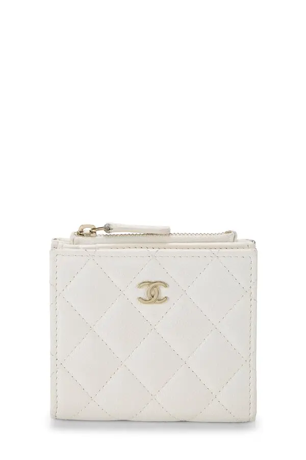 Chanel Caviar Compact Wallet - White