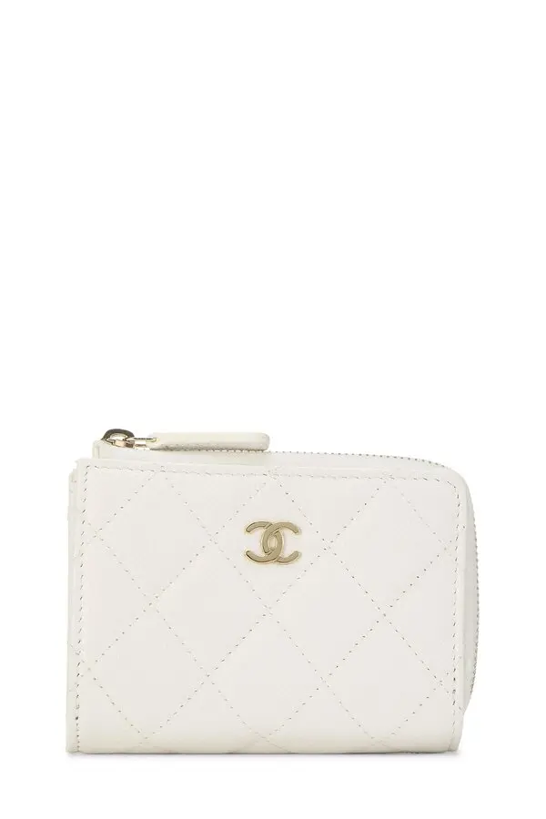 Chanel Caviar Compact Wallet - White