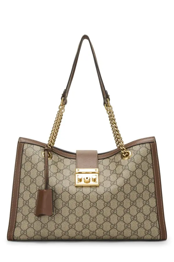 Gucci Gg Supreme Canvas Padlock Shoulder Bag - Brown