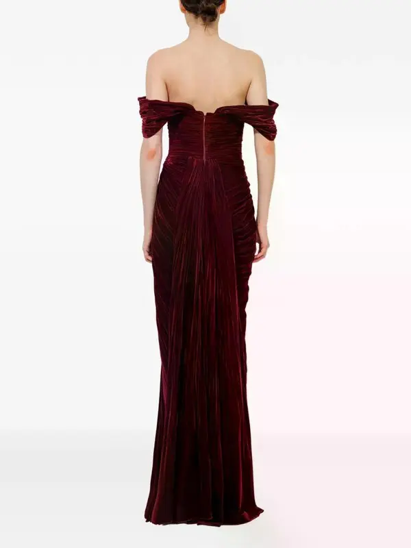 IRIS SERBAN Charlotte Off-shoulder Slit Maxi Dress