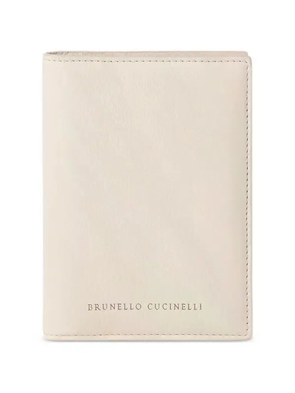Brunello Cucinelli Grained Leather Passport Holder - Neutrals