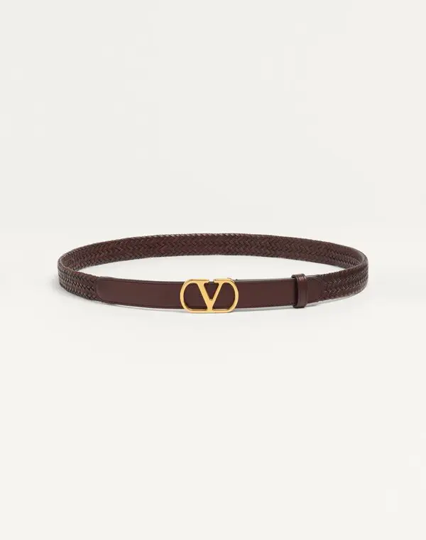 Valentino Garavani Vlogo Signature Braided Calfskin Belt - Brown