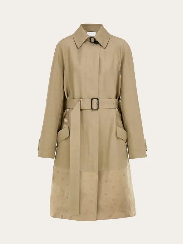 FERRAGAMO Duster Coat With Satin Inserts - Beige