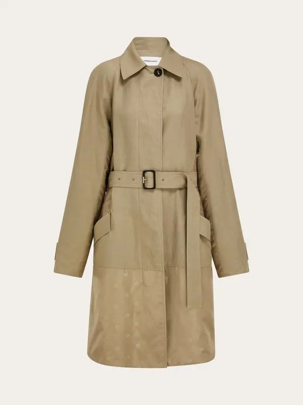 FERRAGAMO Duster Coat With Satin Inserts - Brown