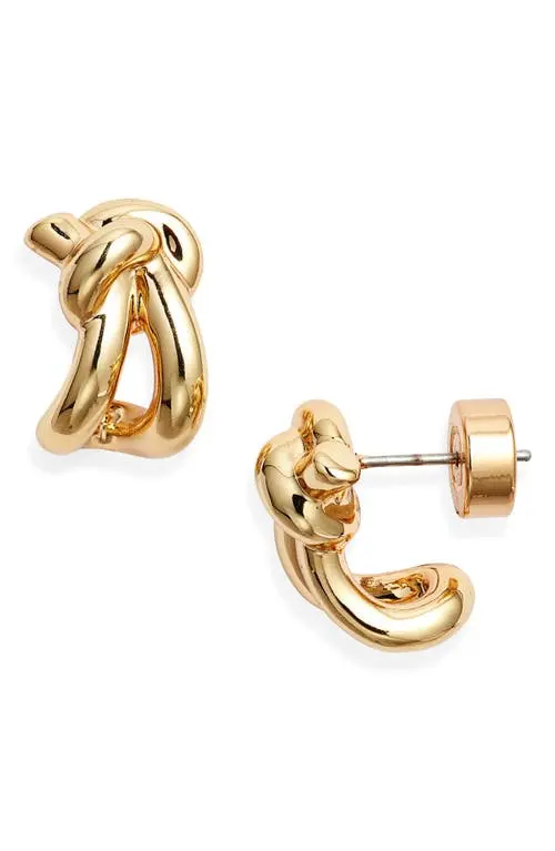 Nordstrom Knot Huggie Hoop Earrings - 14k Gold Plated