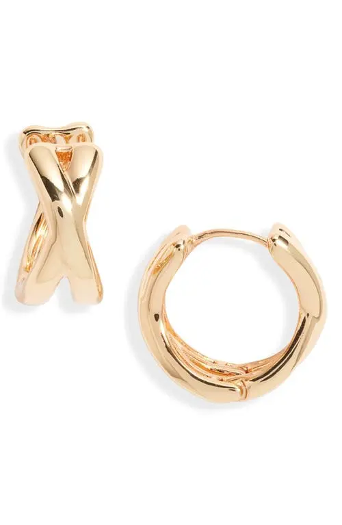 Nordstrom Crisscross Huggie Hoop Earrings - 14k Gold Plated