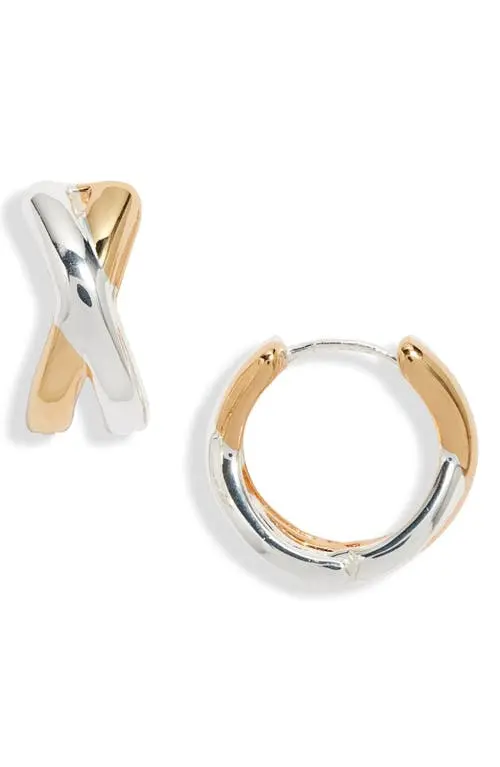 Nordstrom Crisscross Huggie Hoop Earrings - 14k Goldterling Plated
