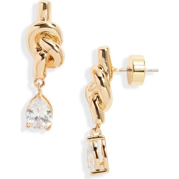 Nordstrom Knot Drop Earrings - Clear- Gold