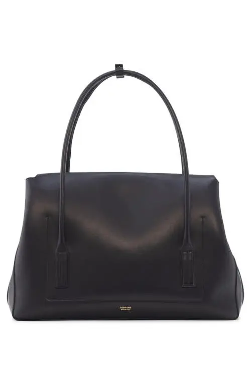 TOM FORD Large Leather Shoulder Bag - Black