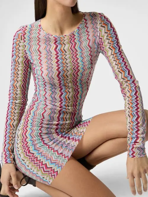 Missoni Zigzag Printed Tulle Midi Dress