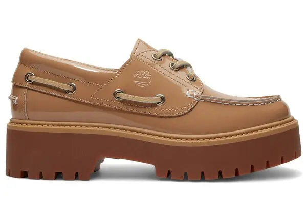 Timberland Stone Street Platform Boat Shoe Patent Leather - Beige
