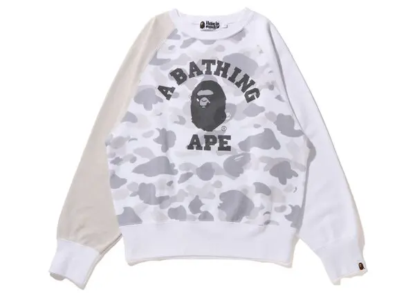 A BATHING APE Crazy Camo Raglan Crewneck Sweatshirt