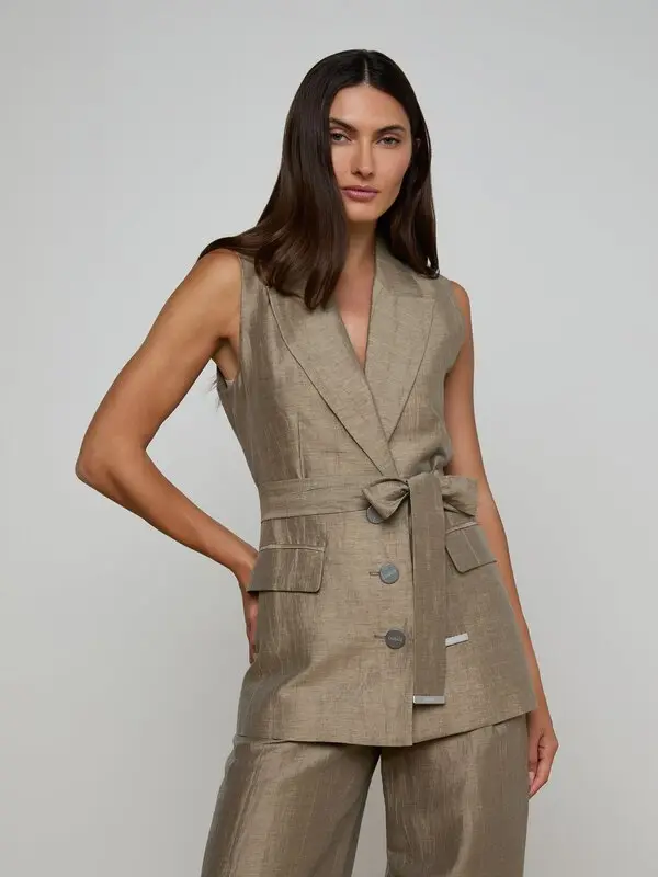 L'Agence Harper Linen-blend Vest