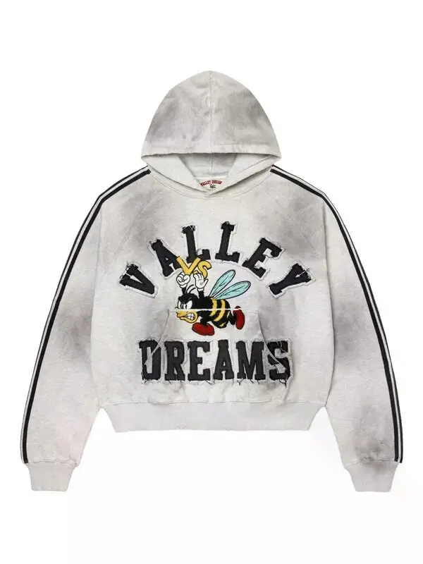 VALE FOREVER Forever Anthem Striped-sleeve Hoodie - Grey