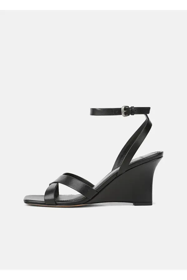 Vince Parma Leather Wedge Sandal - Black