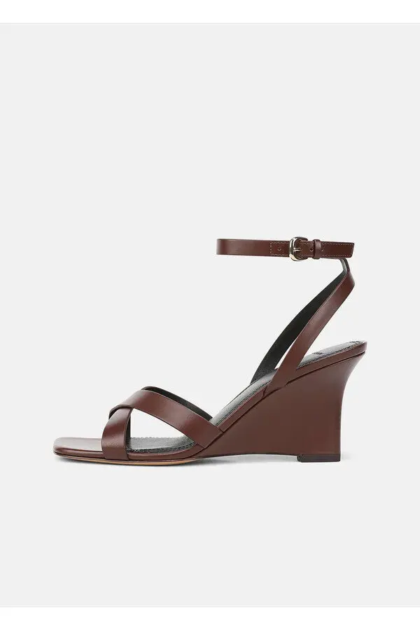 Vince Parma Leather Wedge Sandal - Brown