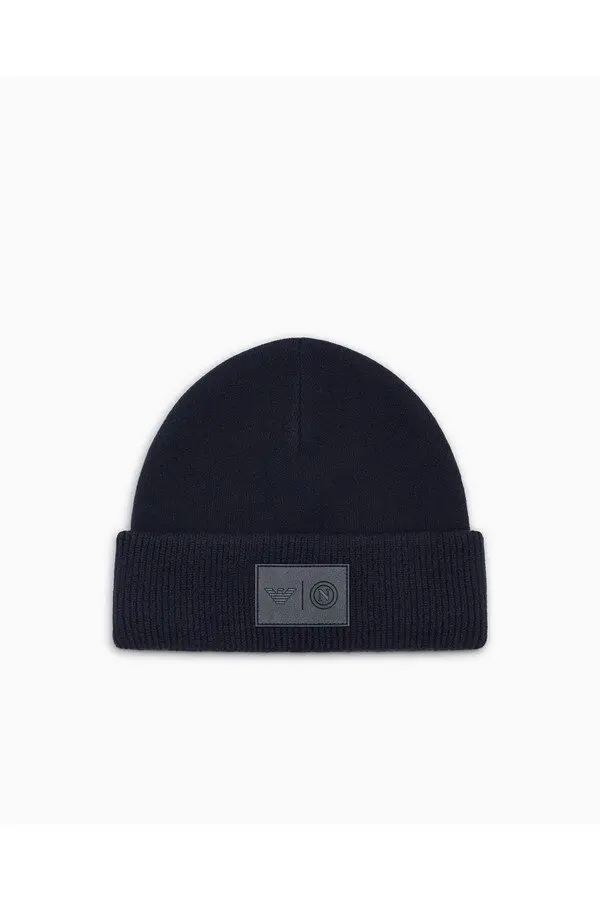 Emporio Armani Virgin Wool Beanie - Navy