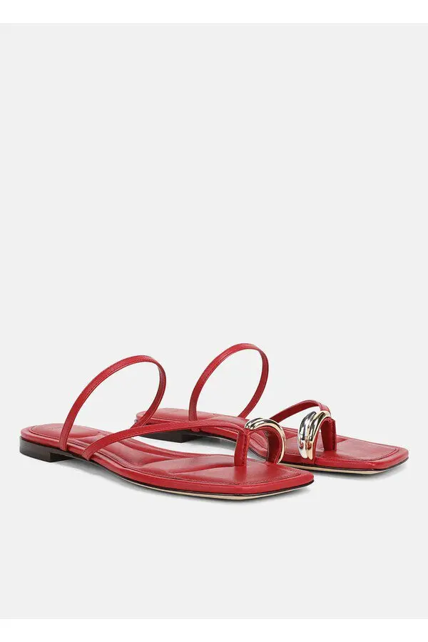 Vince Polli Leather Toe-ring Sandal - Red