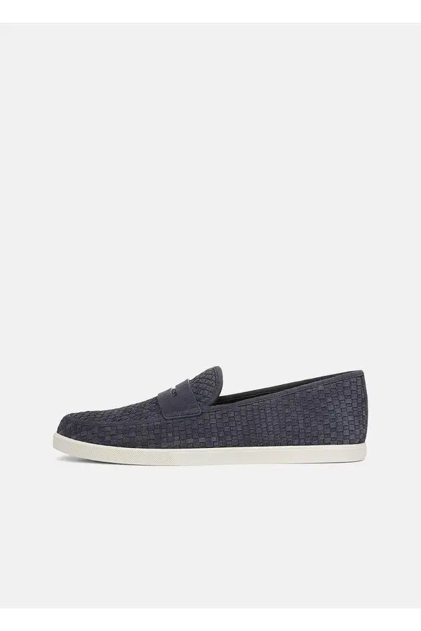 Vince Santino Woven Suede Loafer - Blue