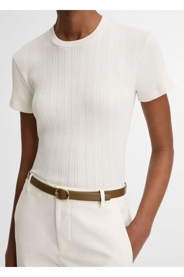 Vince Ribbed Pima Cotton Crew Neck Top