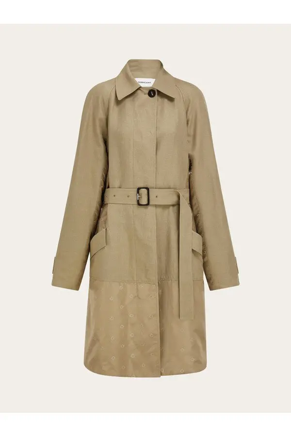 FERRAGAMO Duster Coat With Satin Inserts - Neutral
