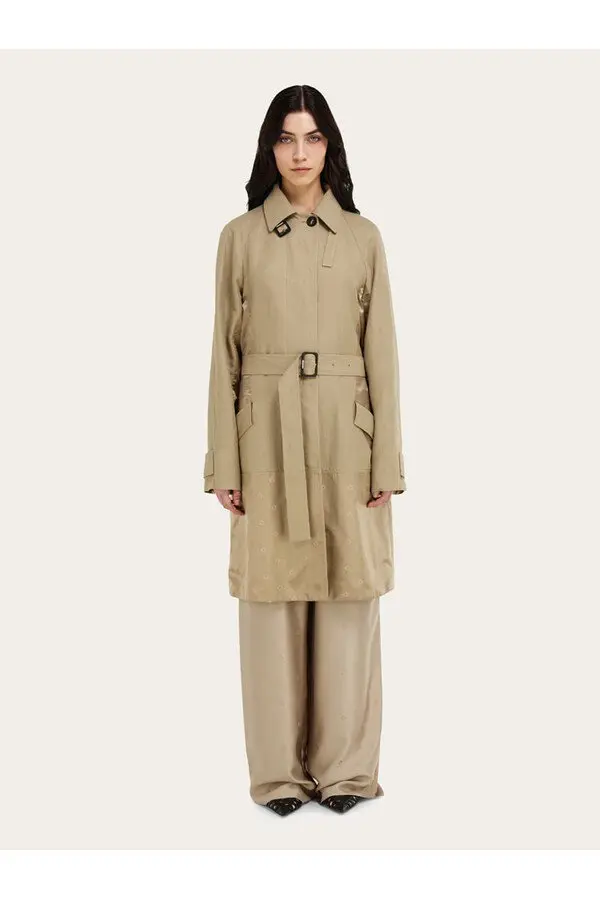 FERRAGAMO Duster Coat With Satin Inserts - Neutral