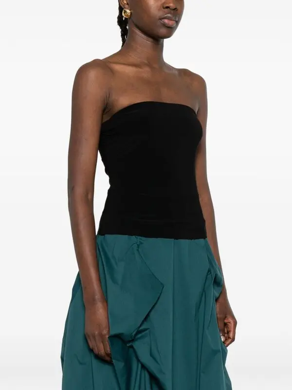 Norma Kamali Ruched Strapless Top - Black