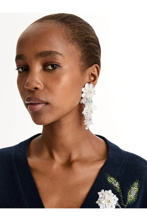 Oscar De La Renta Bouquet Drop Clip-on Earrings - Red