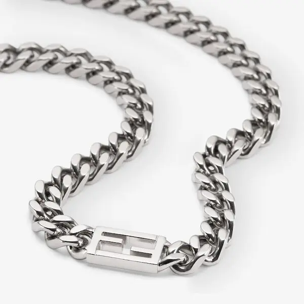 Fendi Ff Baguette Motif Chain Link Necklace