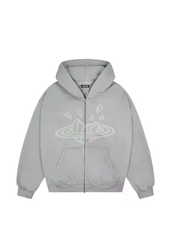 BROKEN PLANET Zip-up Long-sleeve Hoodie - Grey