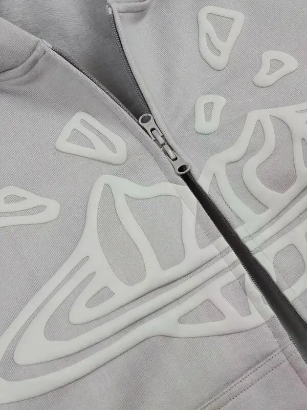BROKEN PLANET Zip-up Long-sleeve Hoodie - Grey