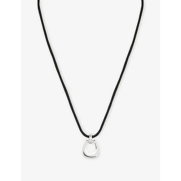 ASTRID & MIYU Horseshoe Hardware Pendant Cord Necklace - Rhodium