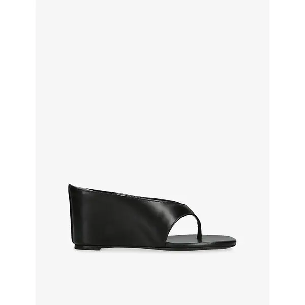 JUDE Yaga Leather Wedge Sandals - Black