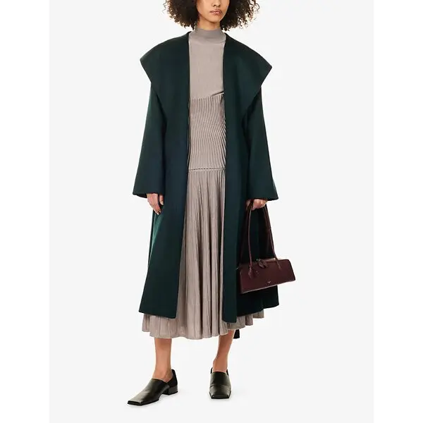 Alaïa Hooded Wrap Cashmere Coat