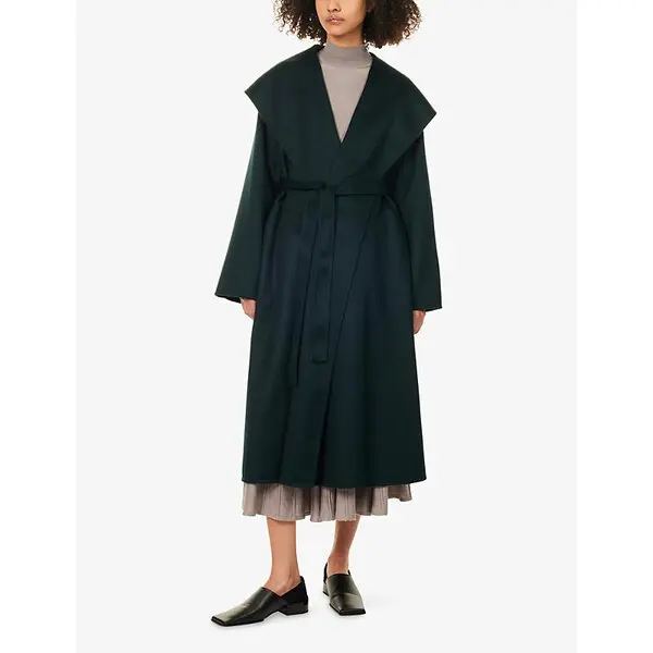 Alaïa Hooded Wrap Cashmere Coat