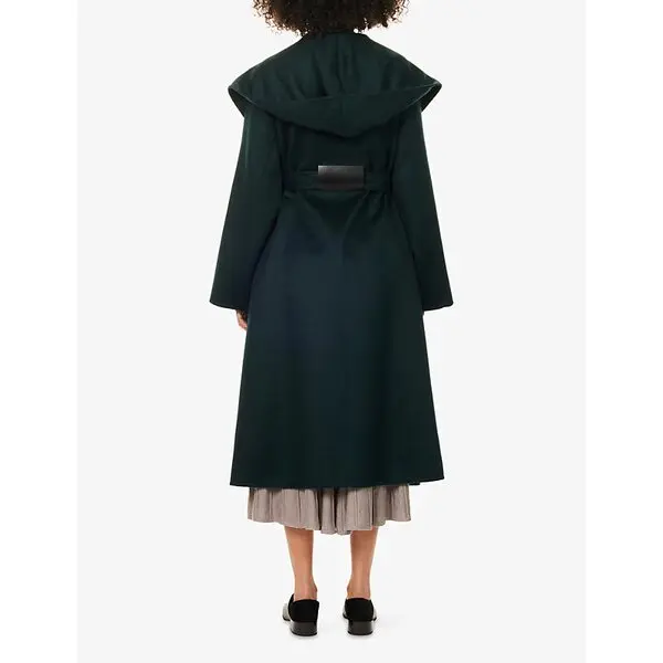 Alaïa Hooded Wrap Cashmere Coat