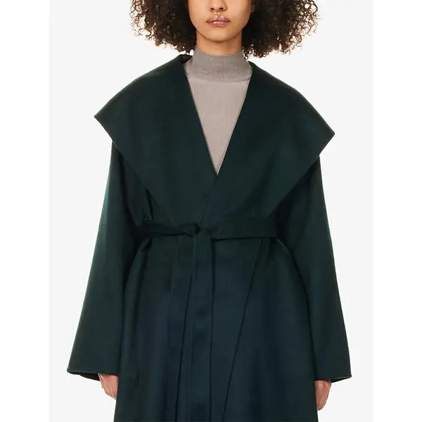 Alaïa Hooded Wrap Cashmere Coat