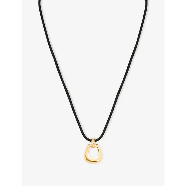ASTRID & MIYU Horseshoe Pendant Cord Necklace - 18ct Gold