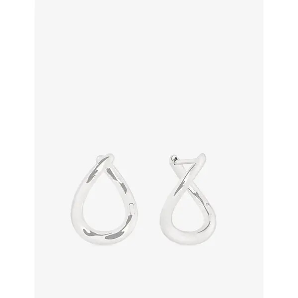 ASTRID & MIYU Molten 14ct White-gold Hoop Earrings - 14ct Solid Wht Gold
