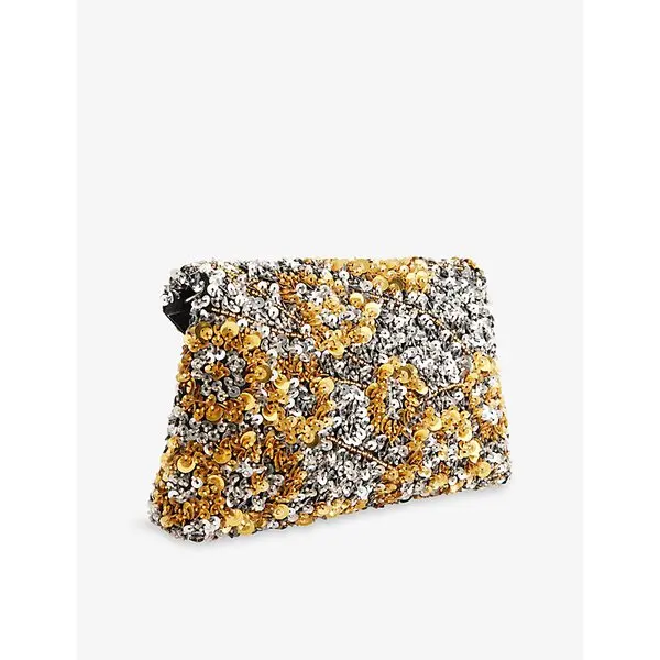 Dries Van Noten Sequin-embellished Clutch Bag - Silver