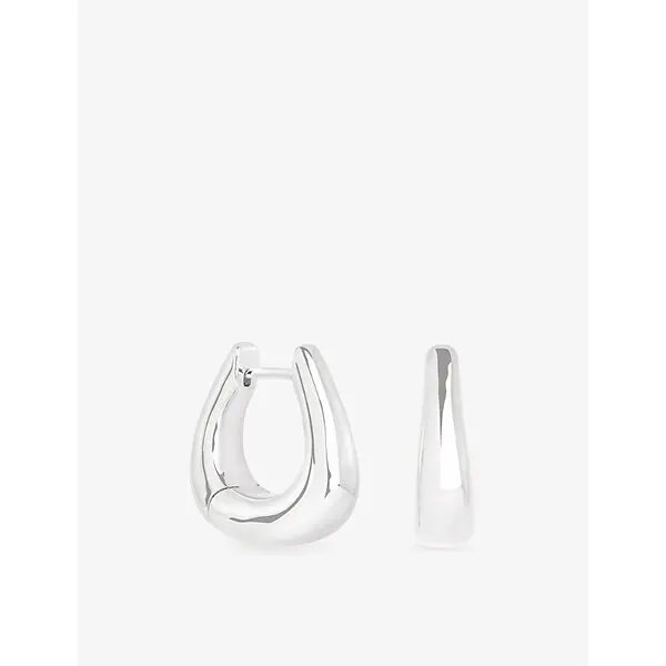 ASTRID & MIYU Horseshoe Brass Hoop Earrings - Rhodium