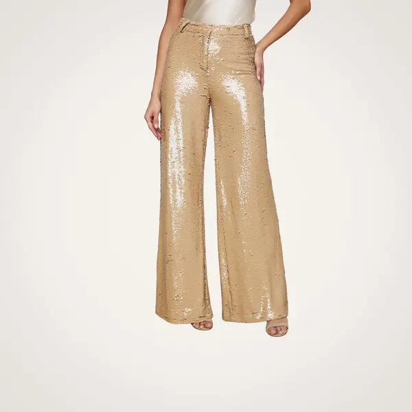 L'Agence Gavin Sequin Wide-leg Pants - Soft Camel