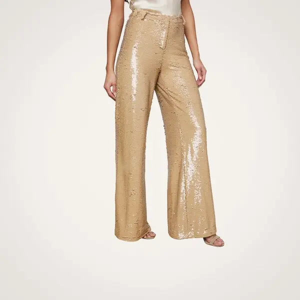 L'Agence Gavin Sequin Wide-leg Pants - Soft Camel