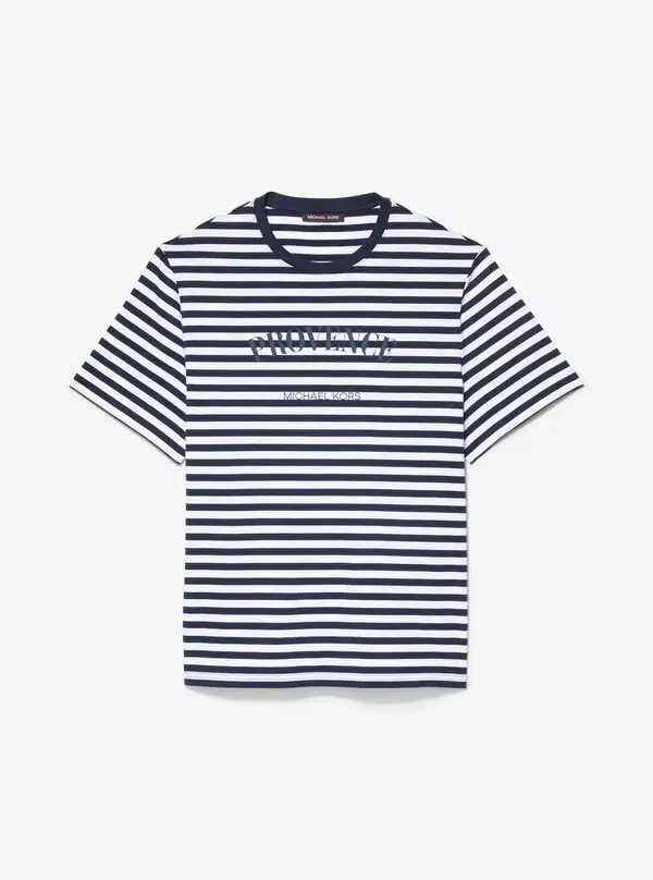 Michael Kors Provence Striped Cotton Jersey T-shirt In Size By