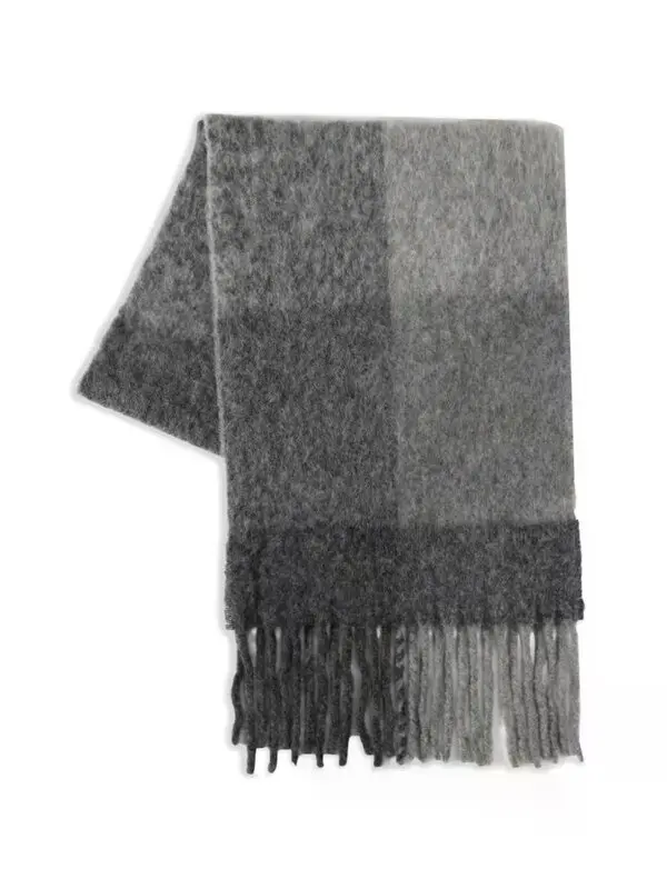 THE ELDER STATESMAN Check-pattern Fringed Scarf
