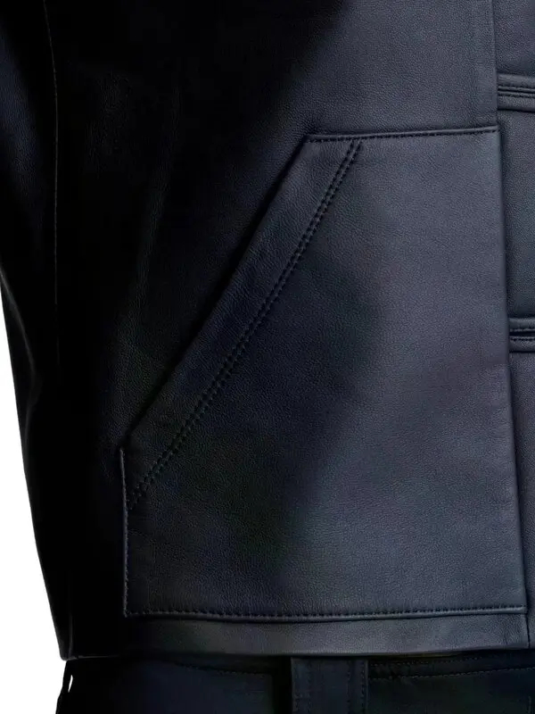 Shanghai Tang Buttoned Leather Jacket