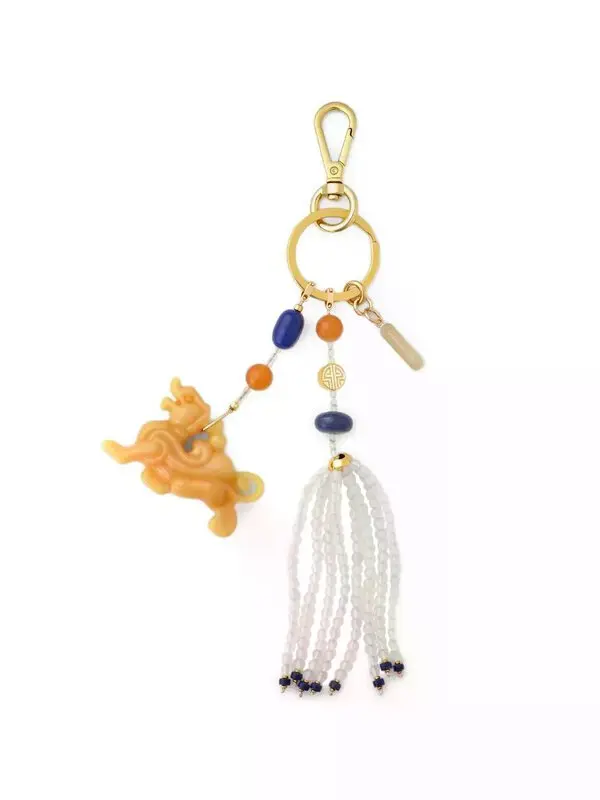 Shanghai Tang Stone Embellished Keyring - Gold