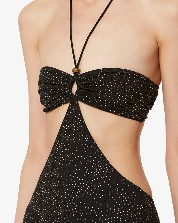 Isabel Marant Idoya Polka Dot Print Swimsuit - Black/gold