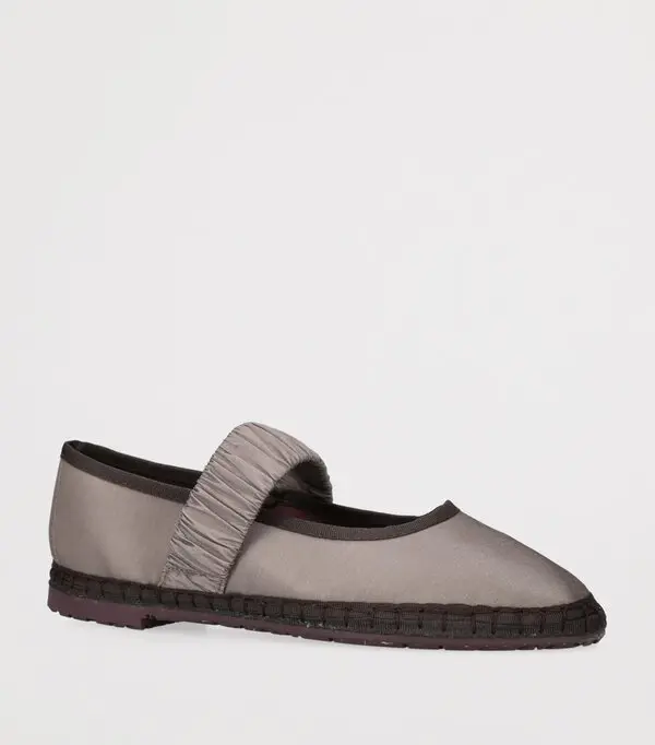 FLABELUS Silk-blend Mafalda Mary Janes - Silver