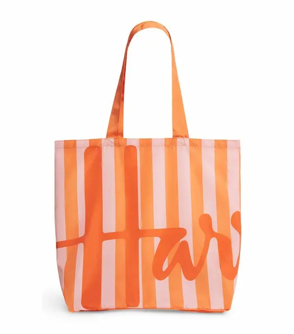 Harrods Logo Pocket Shopper Bag - Orange